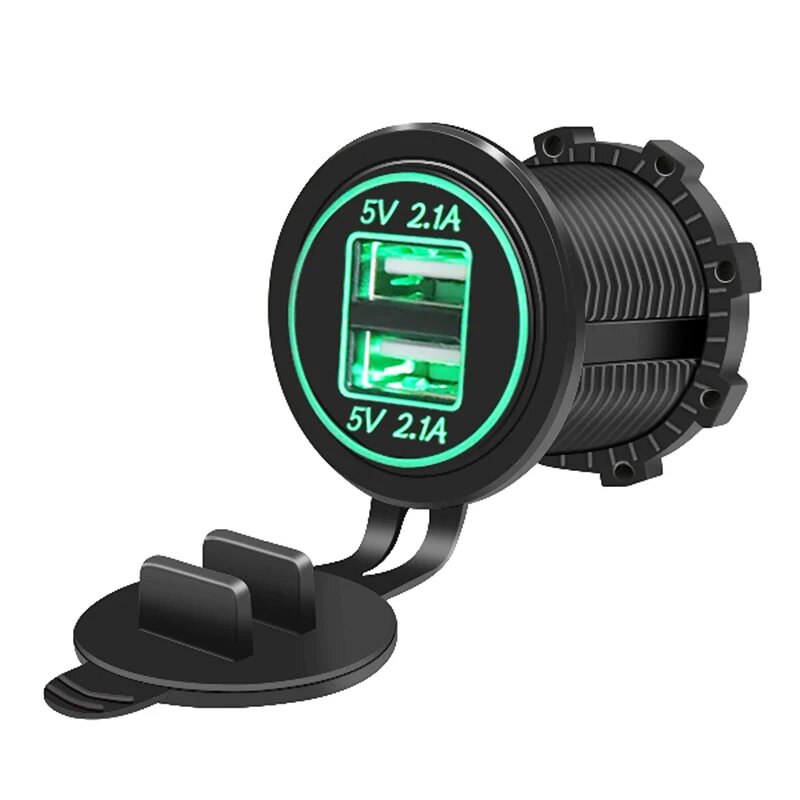 12/24 В водонепроницаемая розетка 4,2 А, 2 USB-порта, автомобильное зарядное устройство, прикуриватель, адаптер питания для авто, мотоцикла, квадроцикла, грузовика, лодки