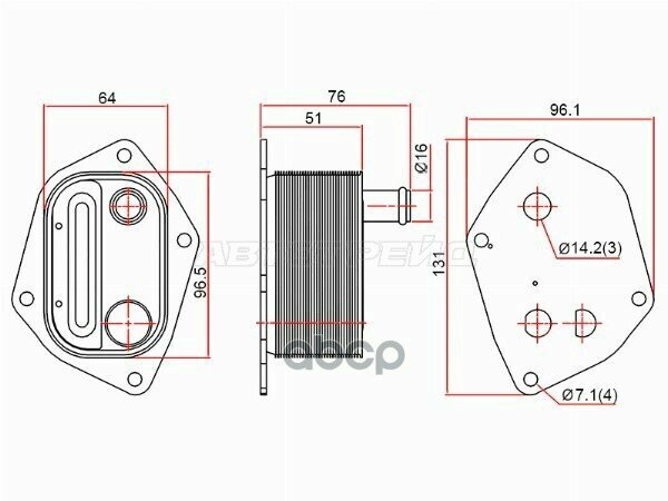 Радиатор Масляный Hyundai Elantra 06-10/Getz 02-/I30 07-/Kia Ceed 07-12/Cerato 04-/Rio 05-10 Sat арт. ST-26410-2A150