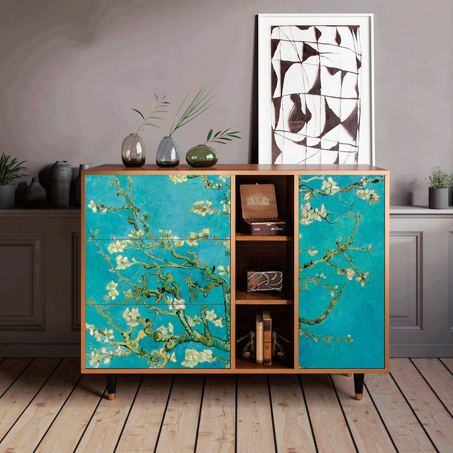 Комод - STORYZ - BS2 Almond Blossom by Van Gogh, Разер - 125 x 97 x 48 см , Цвет корпуса - Орех