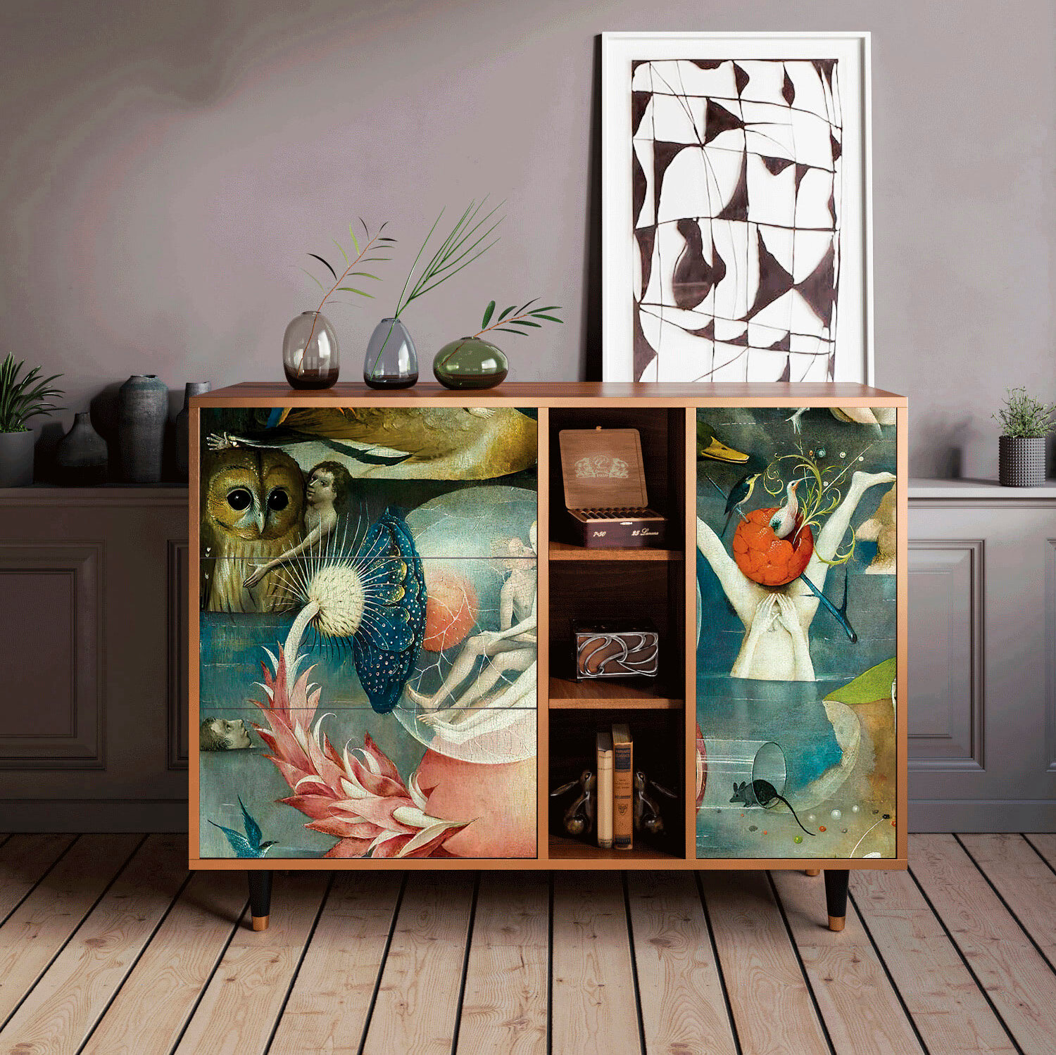 Комод - STORYZ - BS2 The Garden Of by Hieronymus Bosch, Разер - 125 x 97 x 48 см , Цвет корпуса - Орех