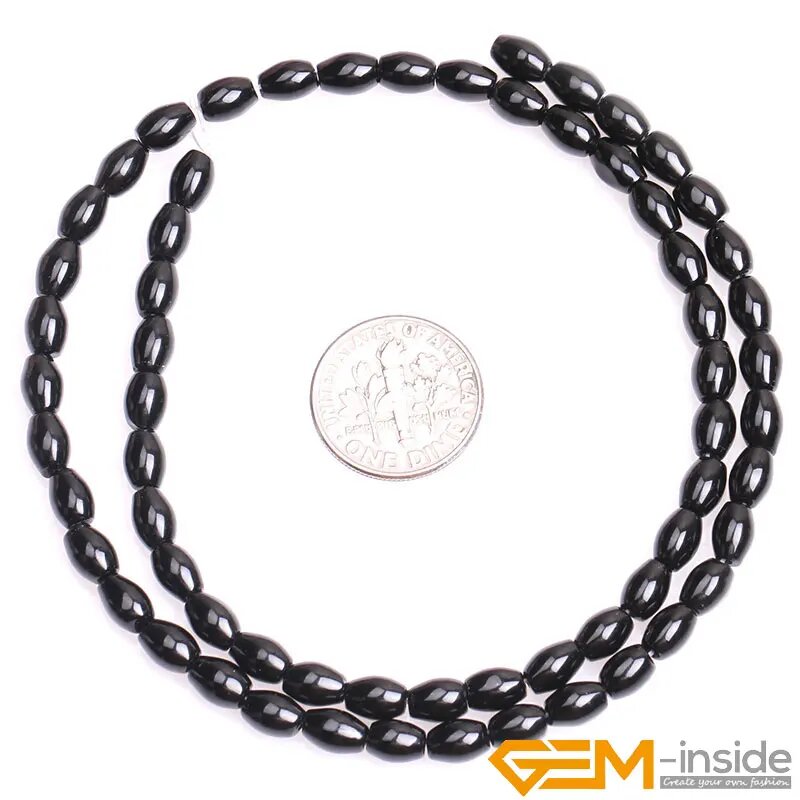 Бусины из черных агатов GEM-inside 6-12 мм 4x6mm