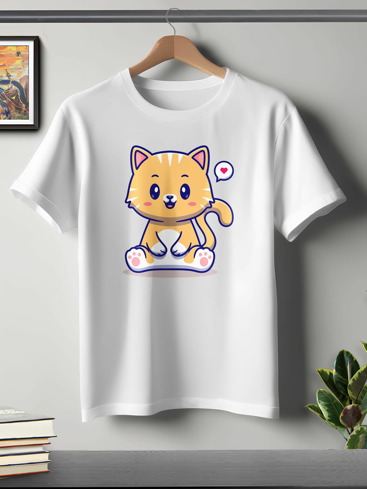 Футболка ONEQ унисекс 68-70 (6XL) размер с принтом Котенок, белая