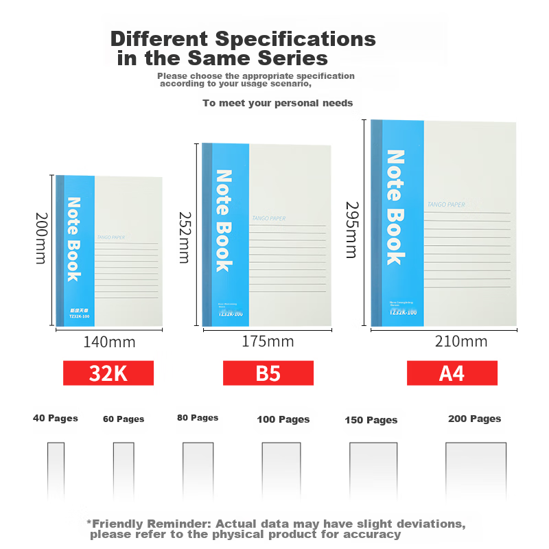 TANGO A4 Soft Notebook for Notes, Research, Diary, Office Meetings, Writing, Memo, Error Correction And Practice. 40 Sheets/5 Books Mixed Colors. Study And Office Supplies
