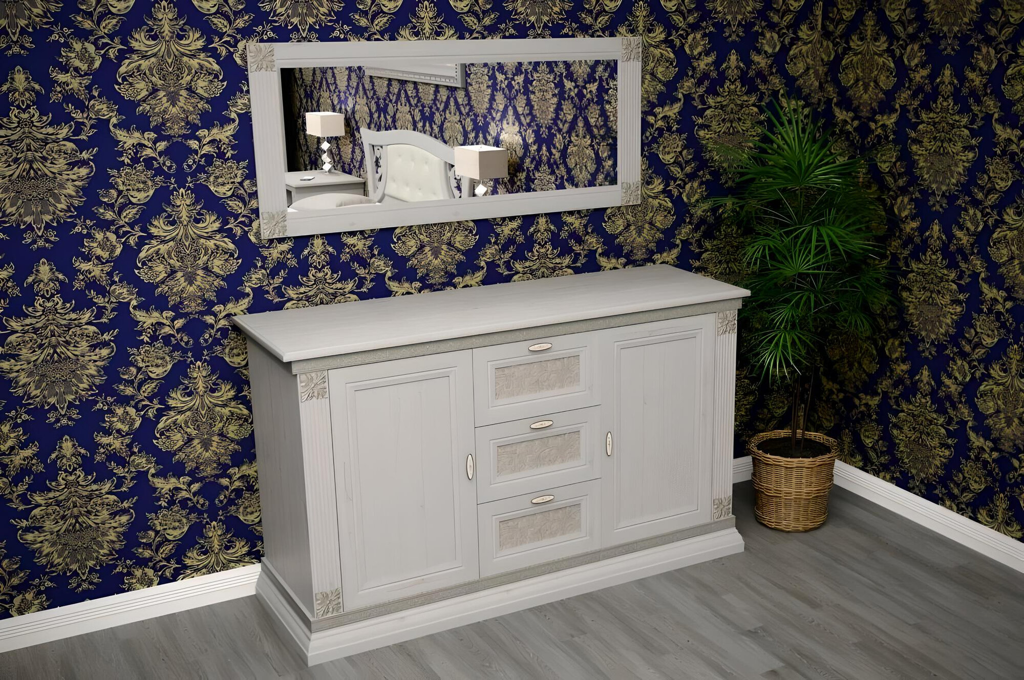 Комод комбинированный Версаль, цвет береза, 1570*906*448, для гостиной, спальни