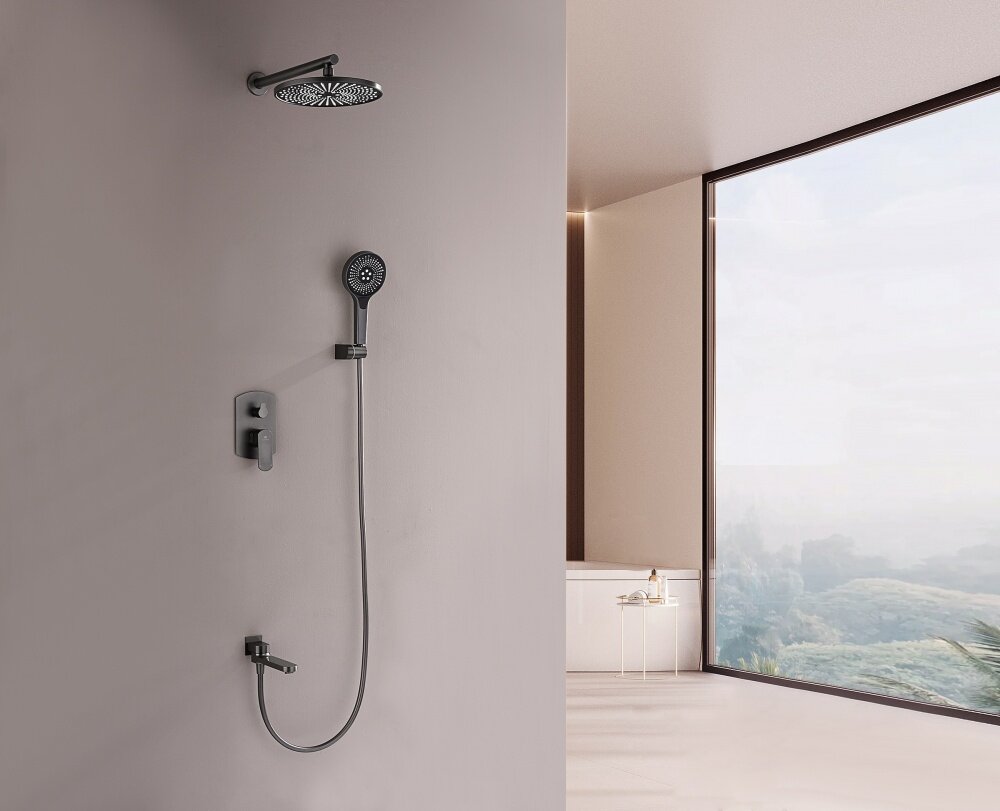 Душевая система встраиваемый для душа с тремя выходами Ganzer GZ06165-Q графит