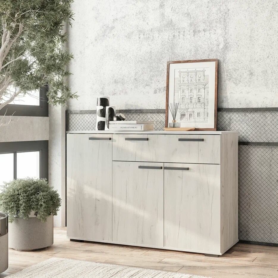 Комод BTS Стандарт-4, ЛДСП, 120×82,8×46 см, цвет крафт-белый