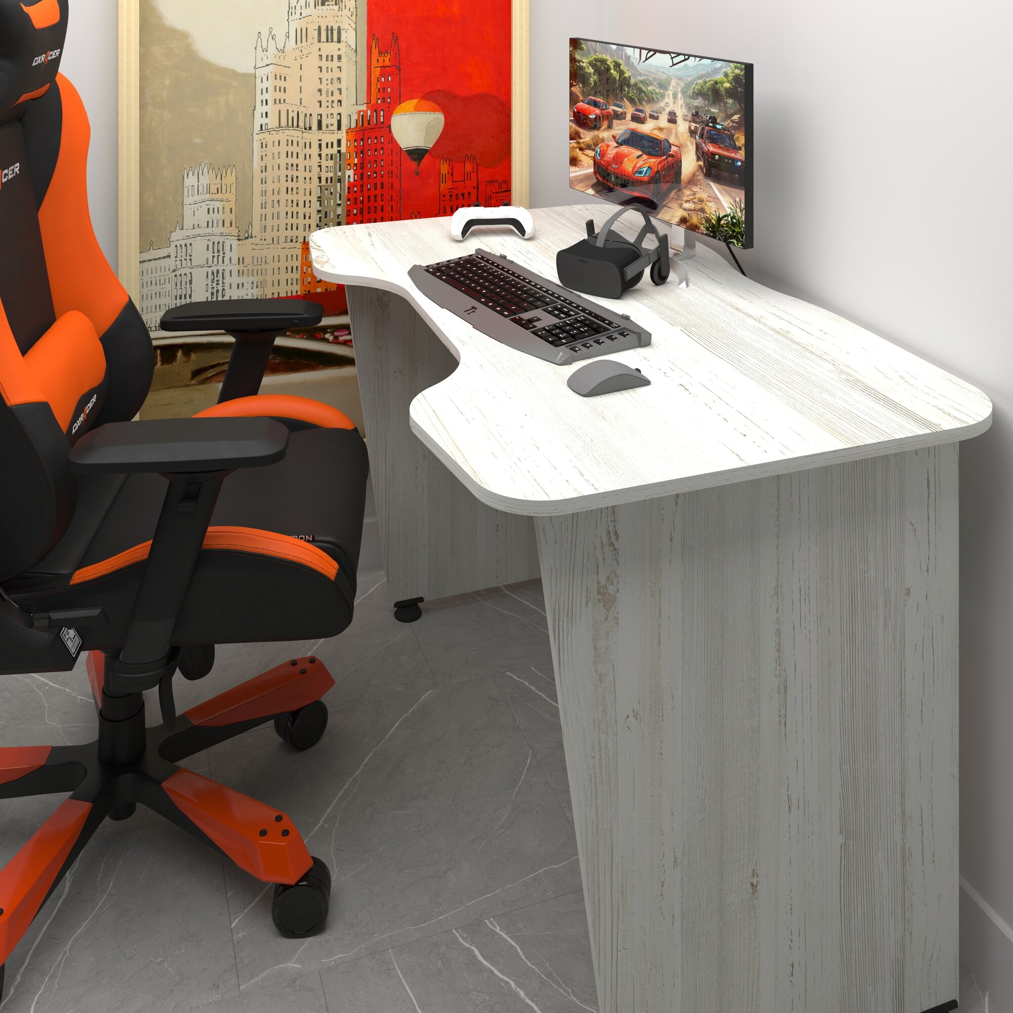 Стол компьютерный игровой Есэндвич Базис GG, 120х75х70 см (Сосна винтерберг)