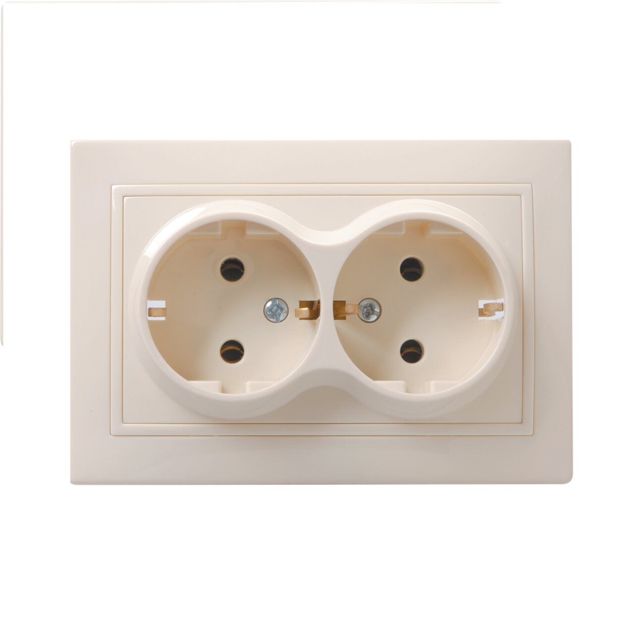 ИЭК Кварта розетка двойная с заземлением без шторок бежевая в сборе 16А 250В 7936503