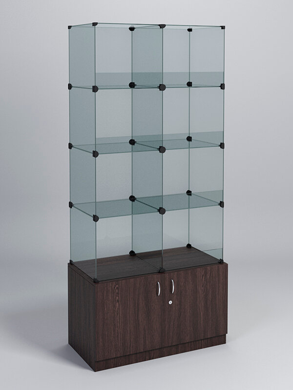 Витрина "КУБ" №105-КО (без дверок, передняя стенка - стекло), Дуб Венге