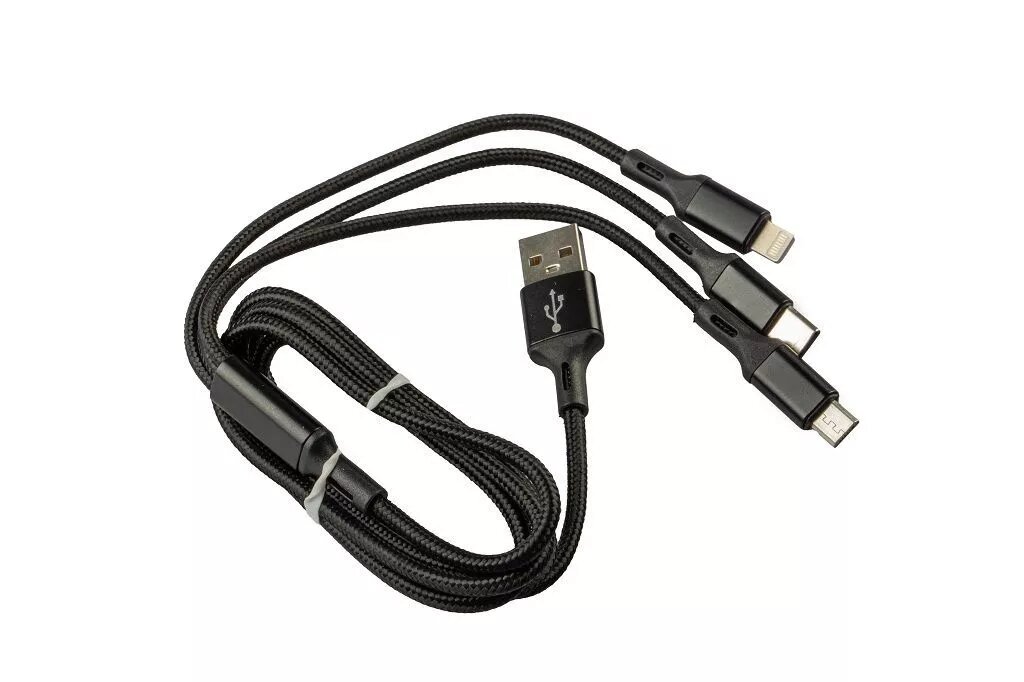 Зарядный датакабель USB универсальный 3 в 1, lightning / miсro-USB / type-C, 1,2м (LECAR)