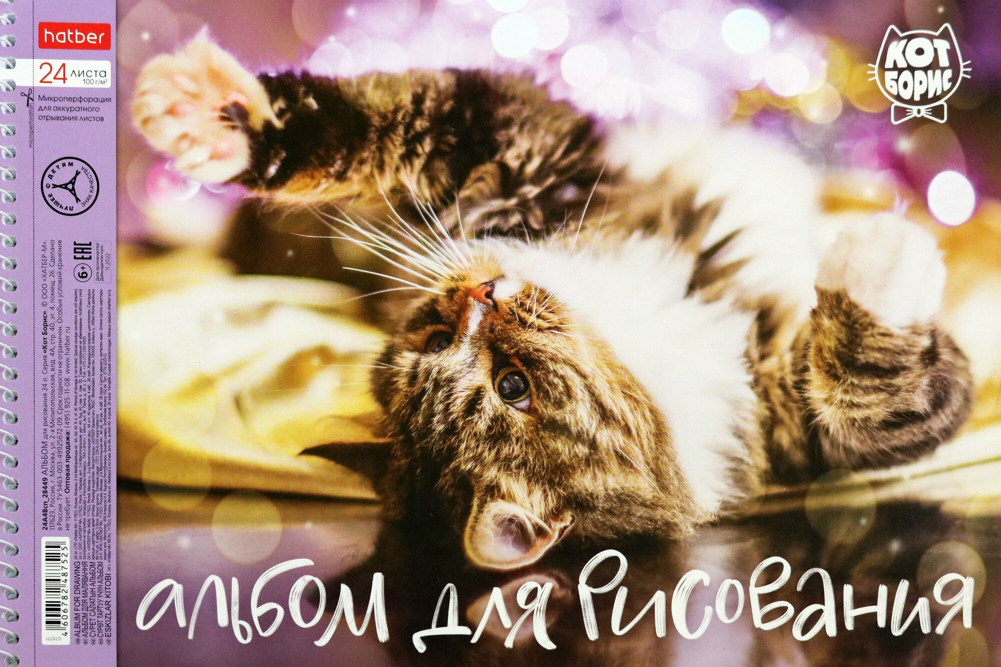 Альбом для рисования Кот Борис, 24 листа, в ассортименте