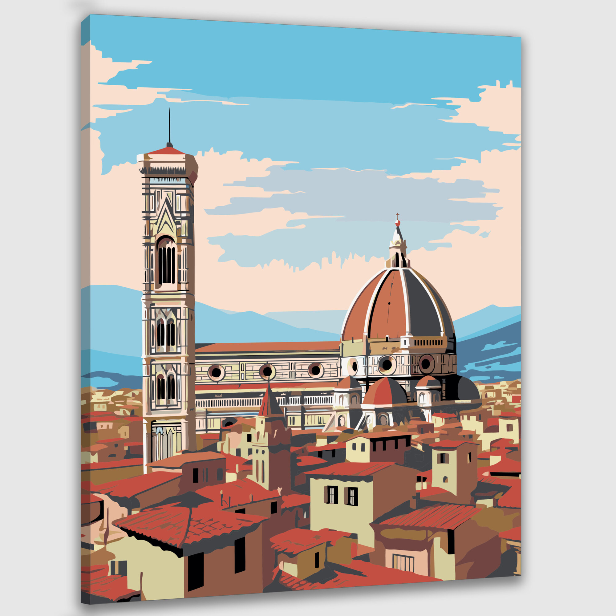 Картина по номерам 40x50 см, Цифровая иллюстрация, Ренессанс, Флоренция, Италия, Кафедральный собор, архитектура