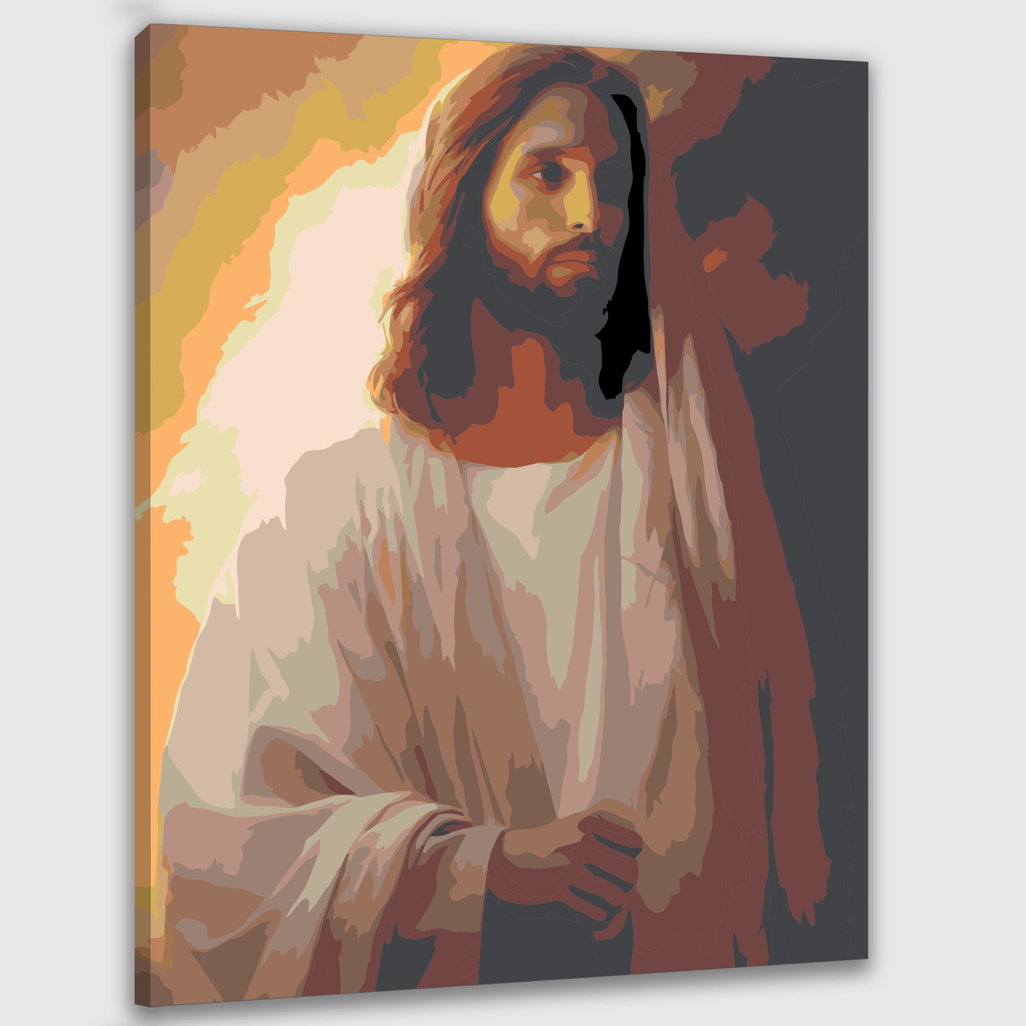 Картина по номерам 40x50 см, Иисус Христос, Ренессанс, масло, безмятежное выражение лиц, ореол света, насыщенные цвета