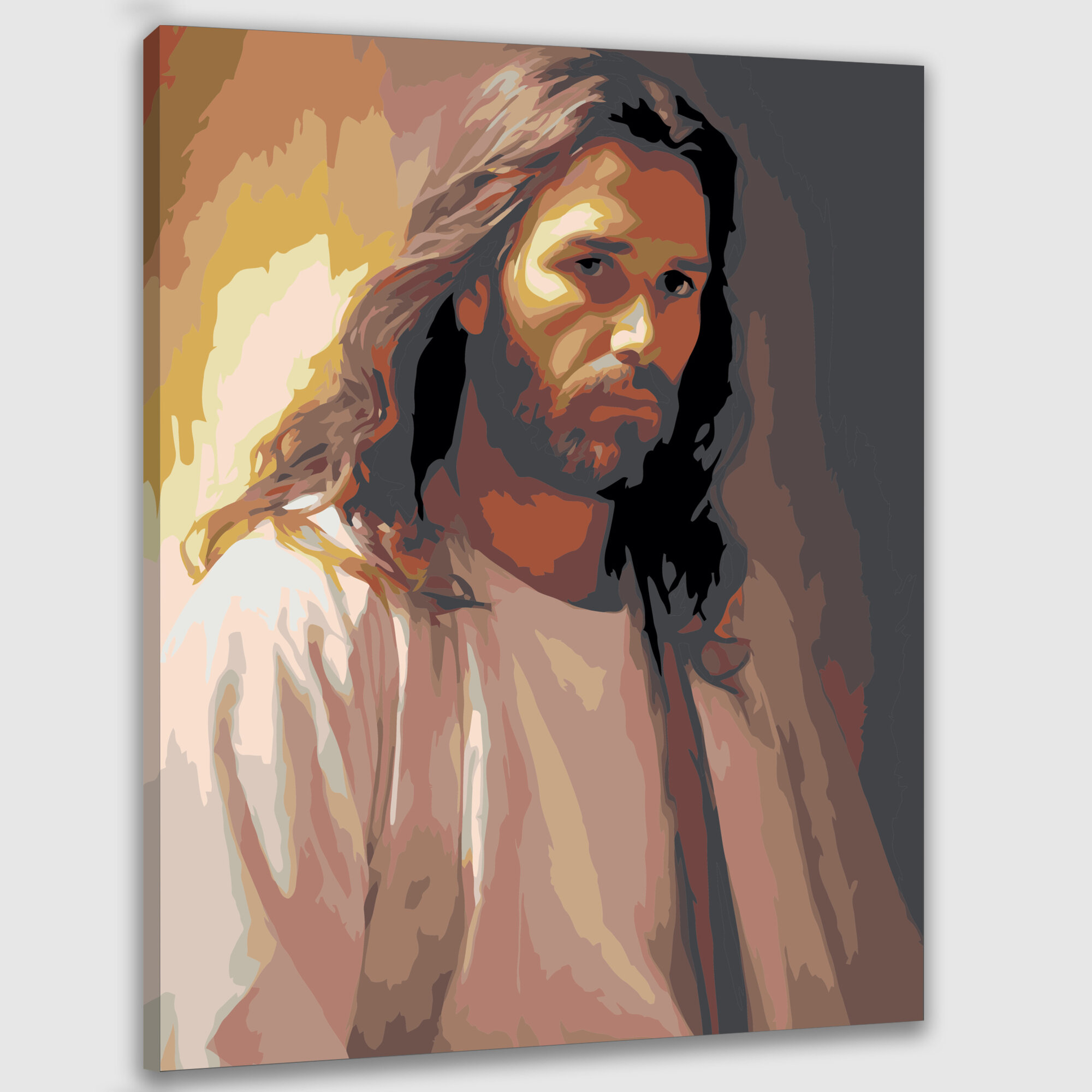 Картина по номерам 40x50 см, Иисус Христос, Ренессанс, масло, безмятежное выражение лиц, ореол света, насыщенные цвета