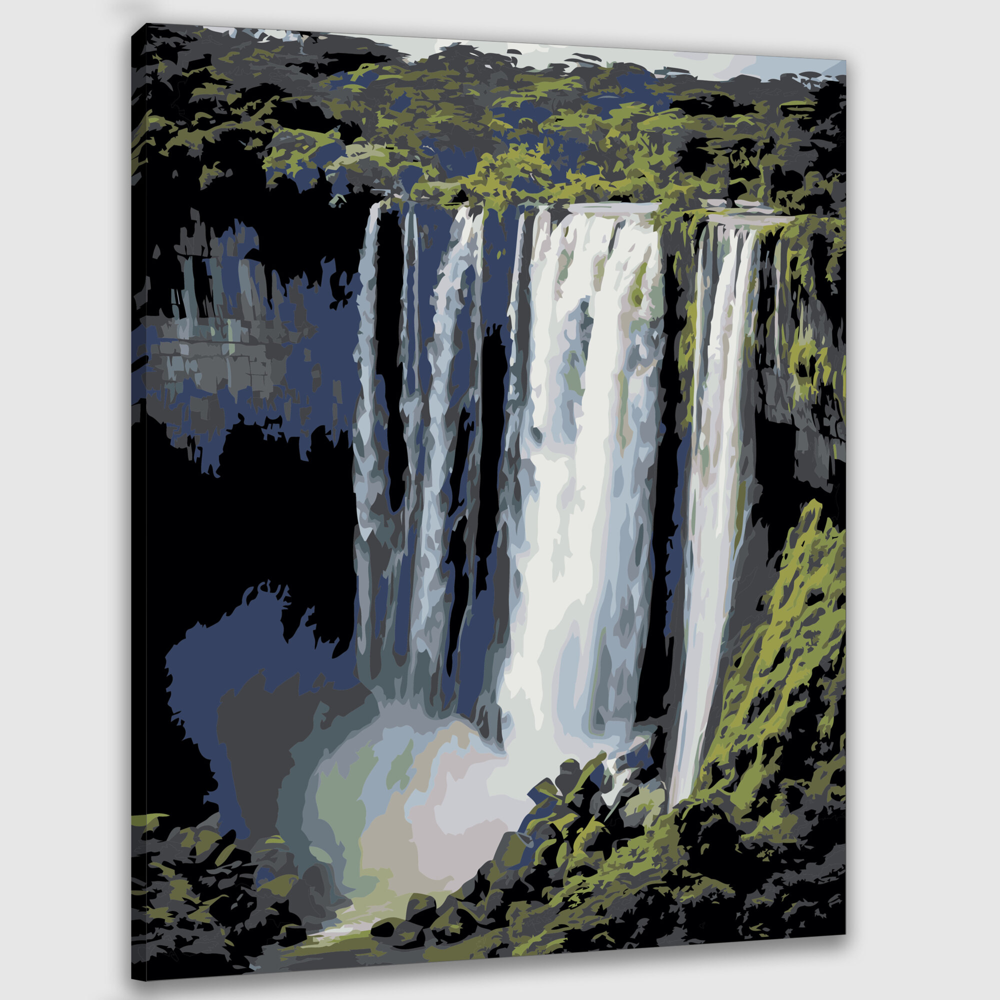 Картина по номерам 40x50 см, водопад, тропические леса, Амазонка, зелень, каскад, бассейн, сила, красота, листва