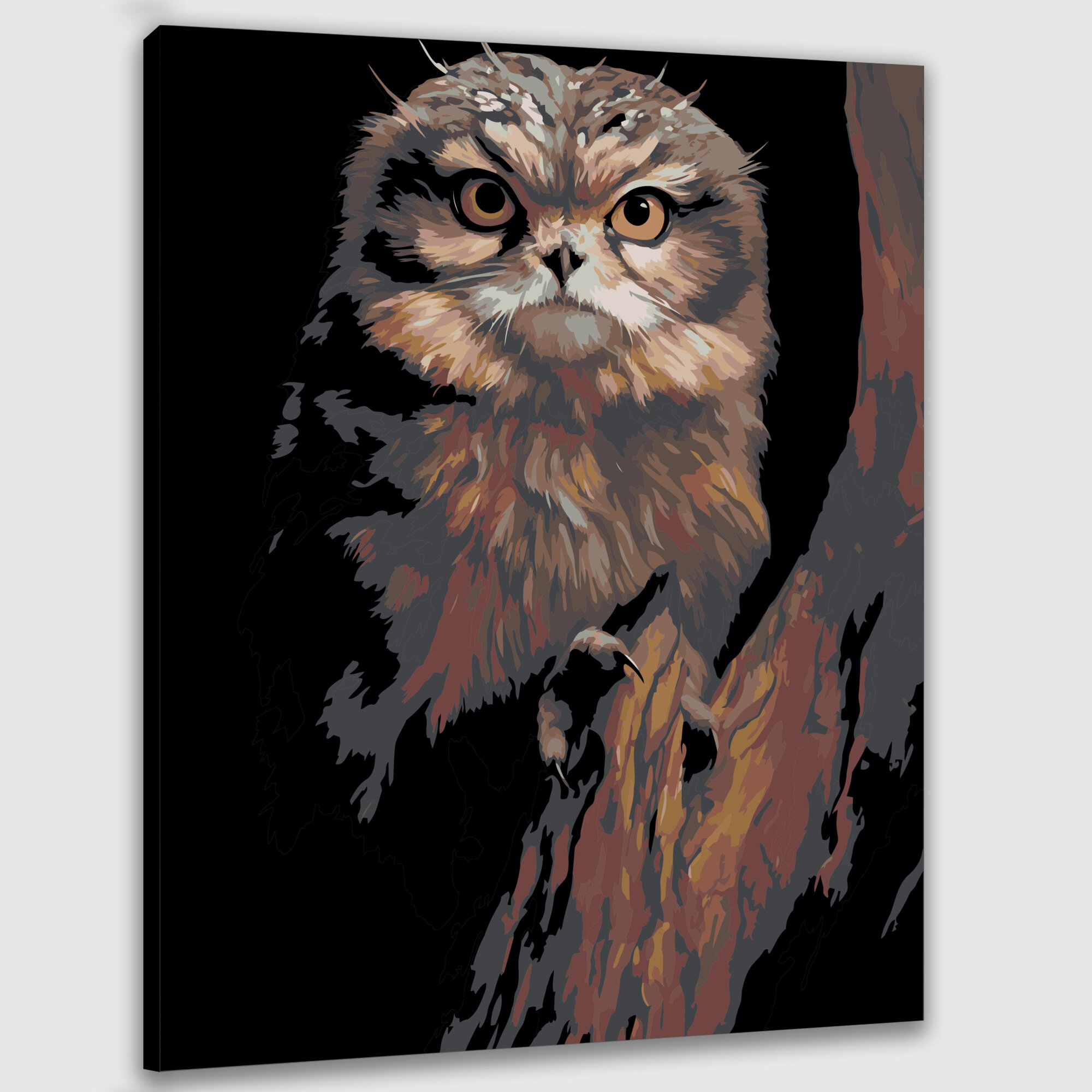 Картина по номерам 40x50 см, картина, масло, старые мастера, Манул, древнее дерево, землистые тона, безвременье, мазок