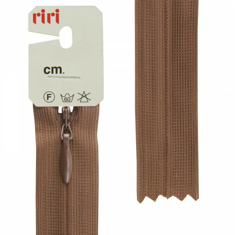 Молния потайная неразъемная, Т3, 22 см, цвет 2237, коричневый темный