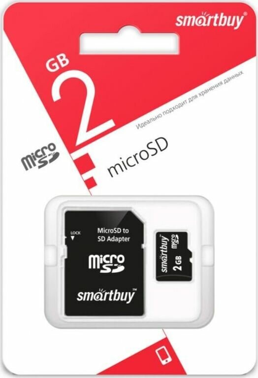 SMARTBUY SB2GBSD-01 MicroSD 2GB+адаптер 5