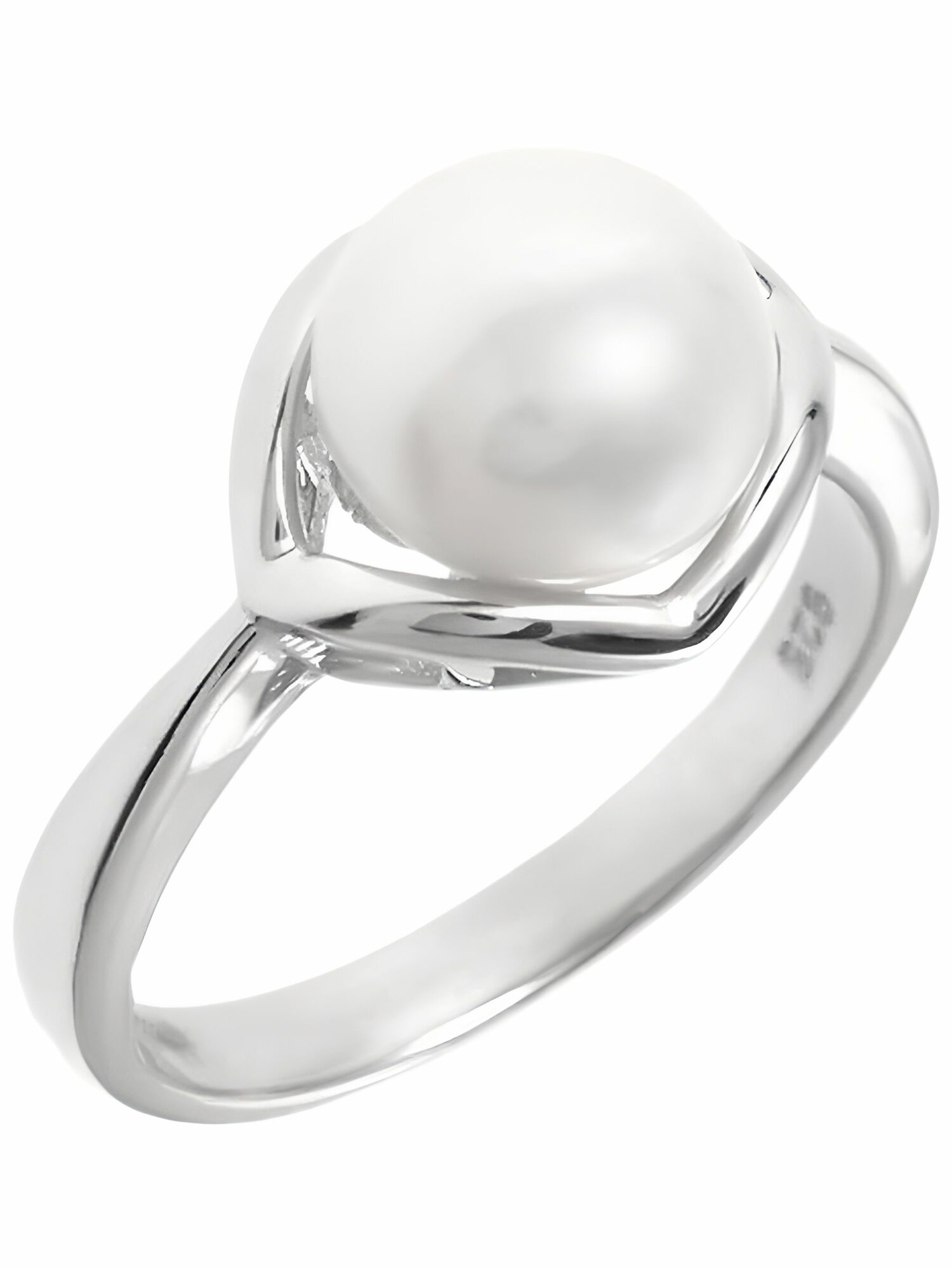 Кольцо тонкое, серебро, 925 проба, родирование, жемчуг культивированный