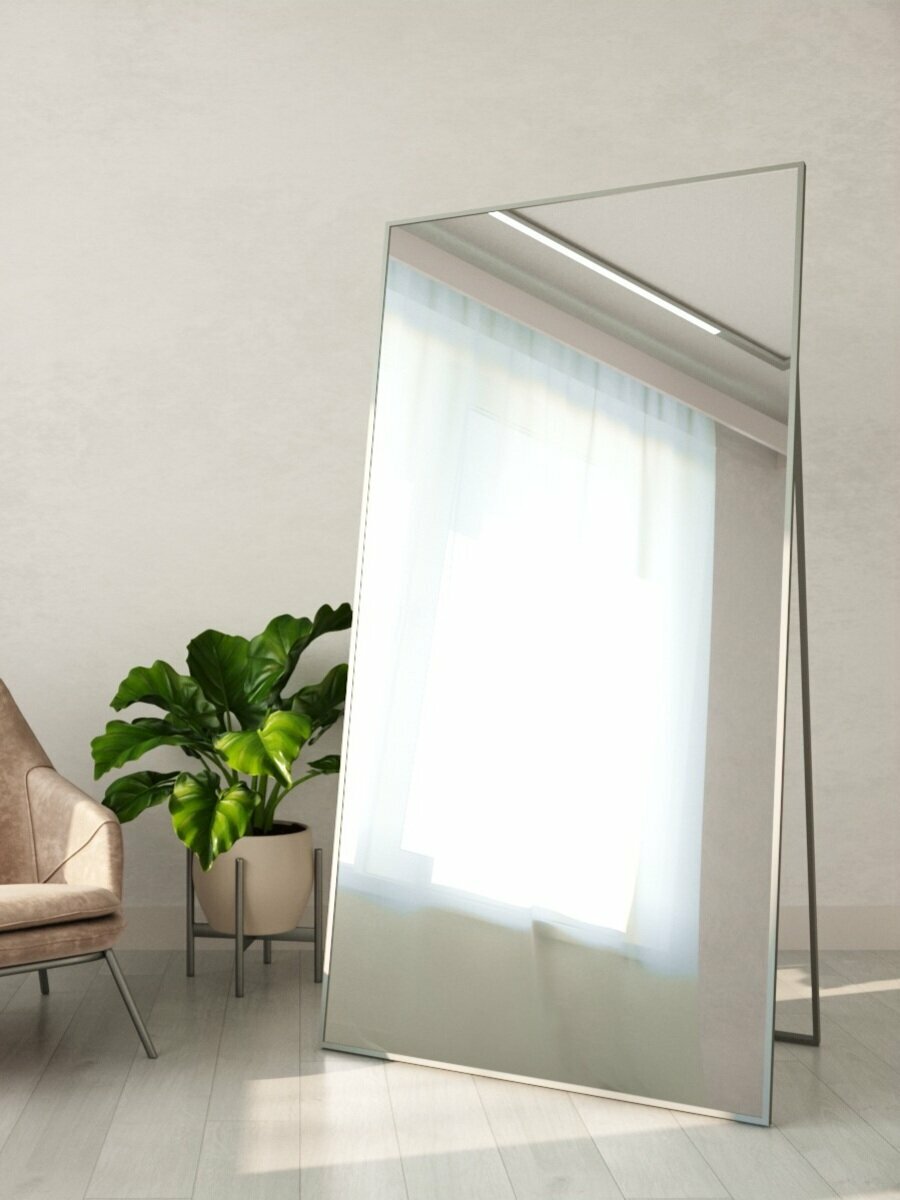 Зеркало напольное в алюминиевой раме ONE MIRROR 160х80 см. Серебро