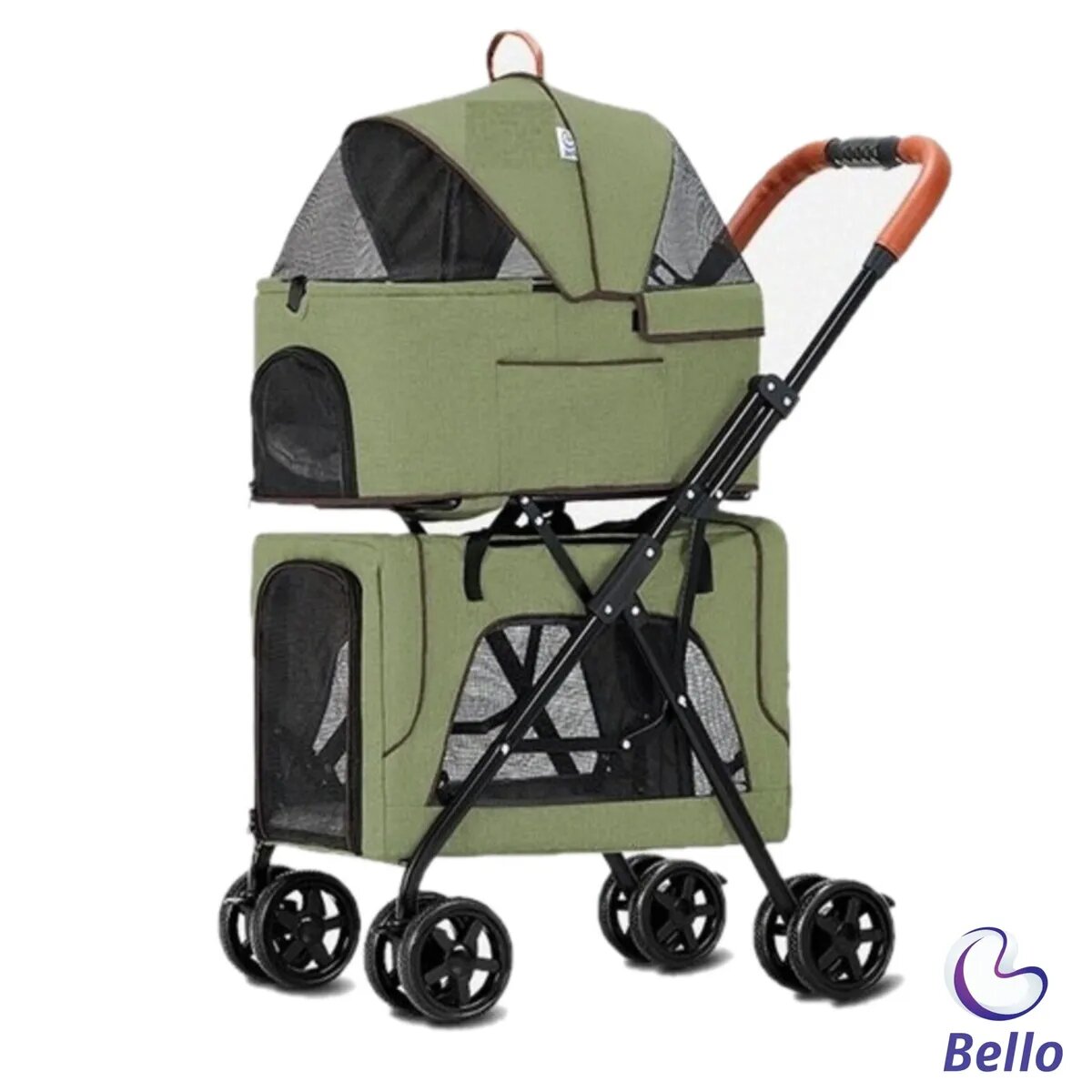 Коляска для животных двойная Bello, съемная, нагрузка до 20 кг