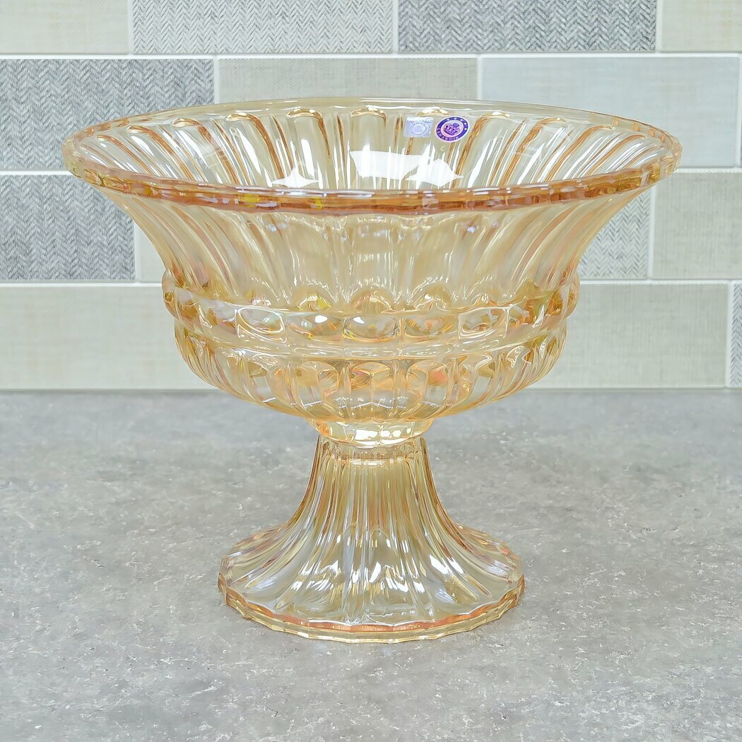 Фруктовница на ножке 'Athena' 31см, стекло с золотистым оттенком