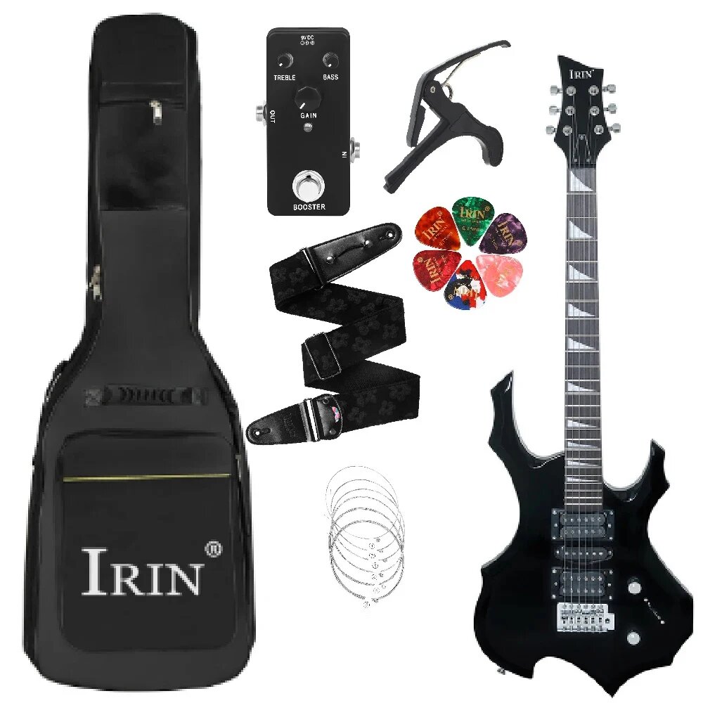 IRIN 6 струнная электрогитара чёрная для начинающих, Черный