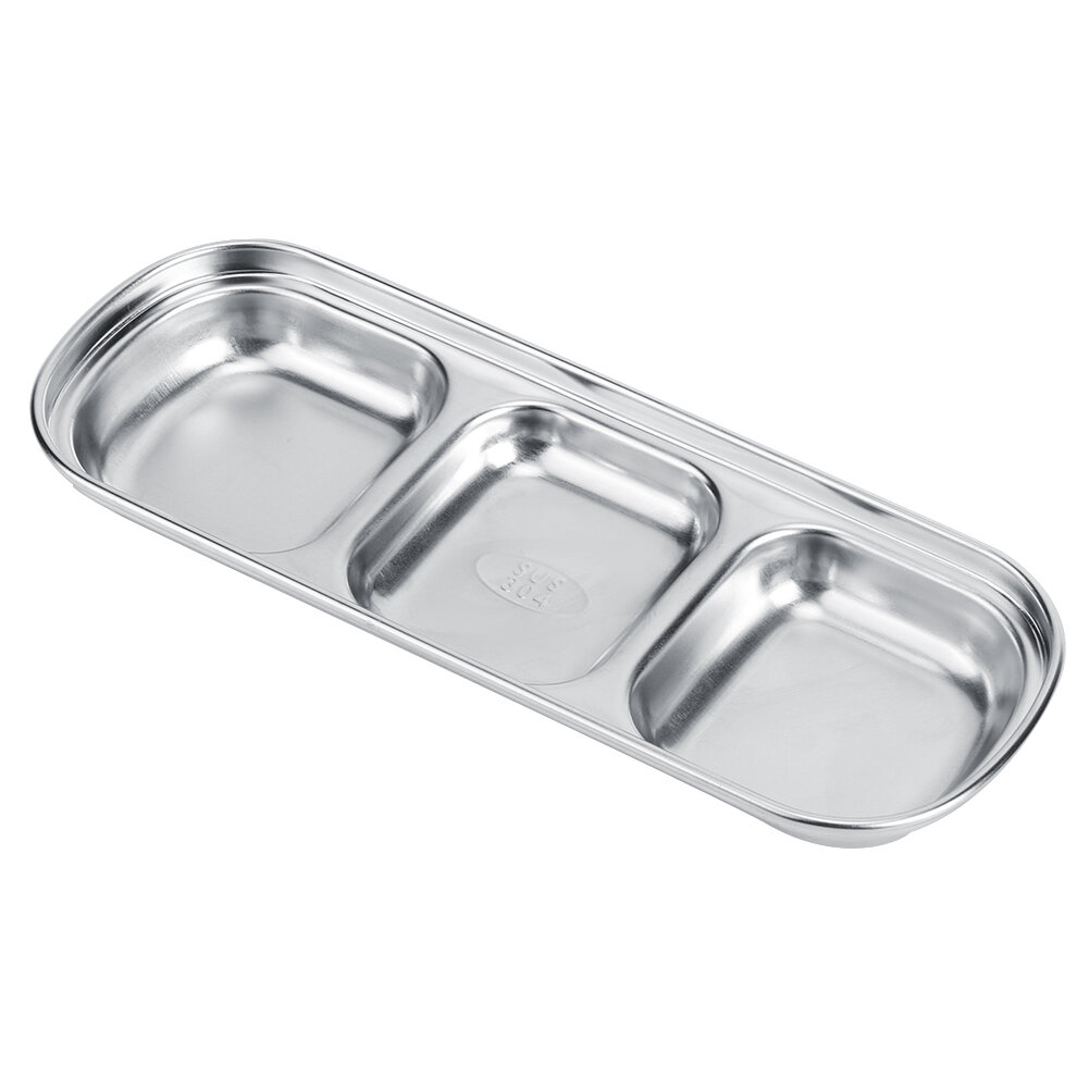 Блюдо для соуса из нержавеющей стали с тремя сетками, блюдо для приправ, тарелка для закусок, миска для окунания еды для дома, кухни, отеля