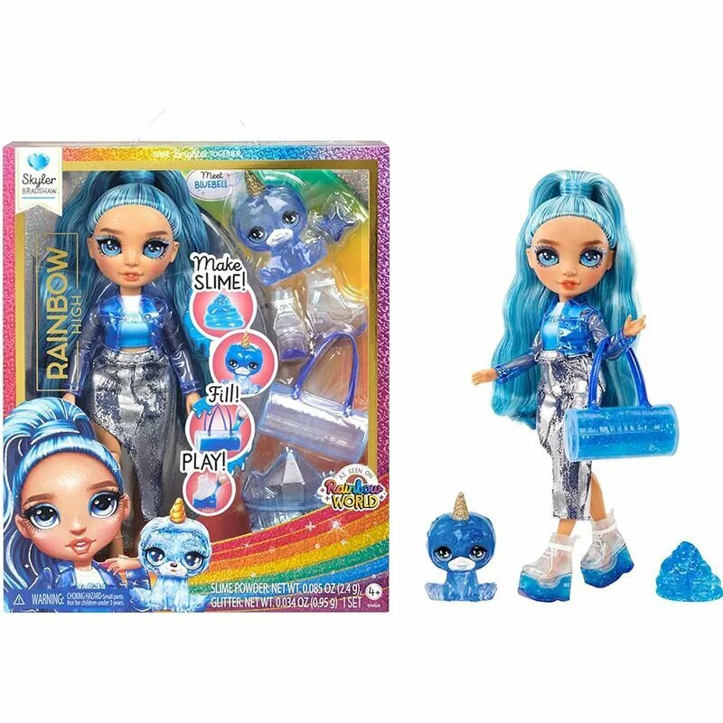 MGA Rainbow High Rainbow World Fashion Doll / Детский игрушечный набор Fashion Doll Surprise с куклой, искрящейся слизью, волшебным питомцем и модными аксессуарами, подходит для детей от4 лет и старше