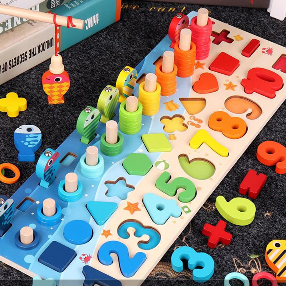 Игрушка для раннего обучения деревянная головоломка с цифрами Математическая игра доска для подбора Цвет Форма Сортировка Подсчет цифр Детский сад Образование Подарок для мальчика и девочки 3-6 лет Тип TTTM-1002/TTTM-1004/TTTM-1005/TTTM-1006/TTTM-1009(по