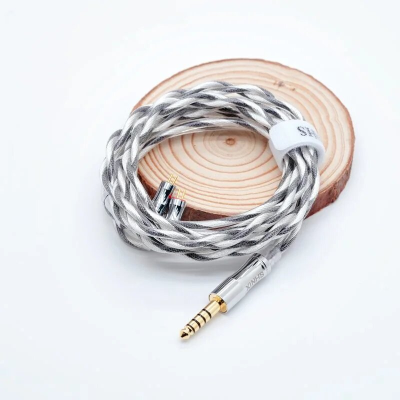 Кабель для наушников XINHS XH70 LITZ 2-х ядерный черный/белый 3.5mm-Normal 2PIN