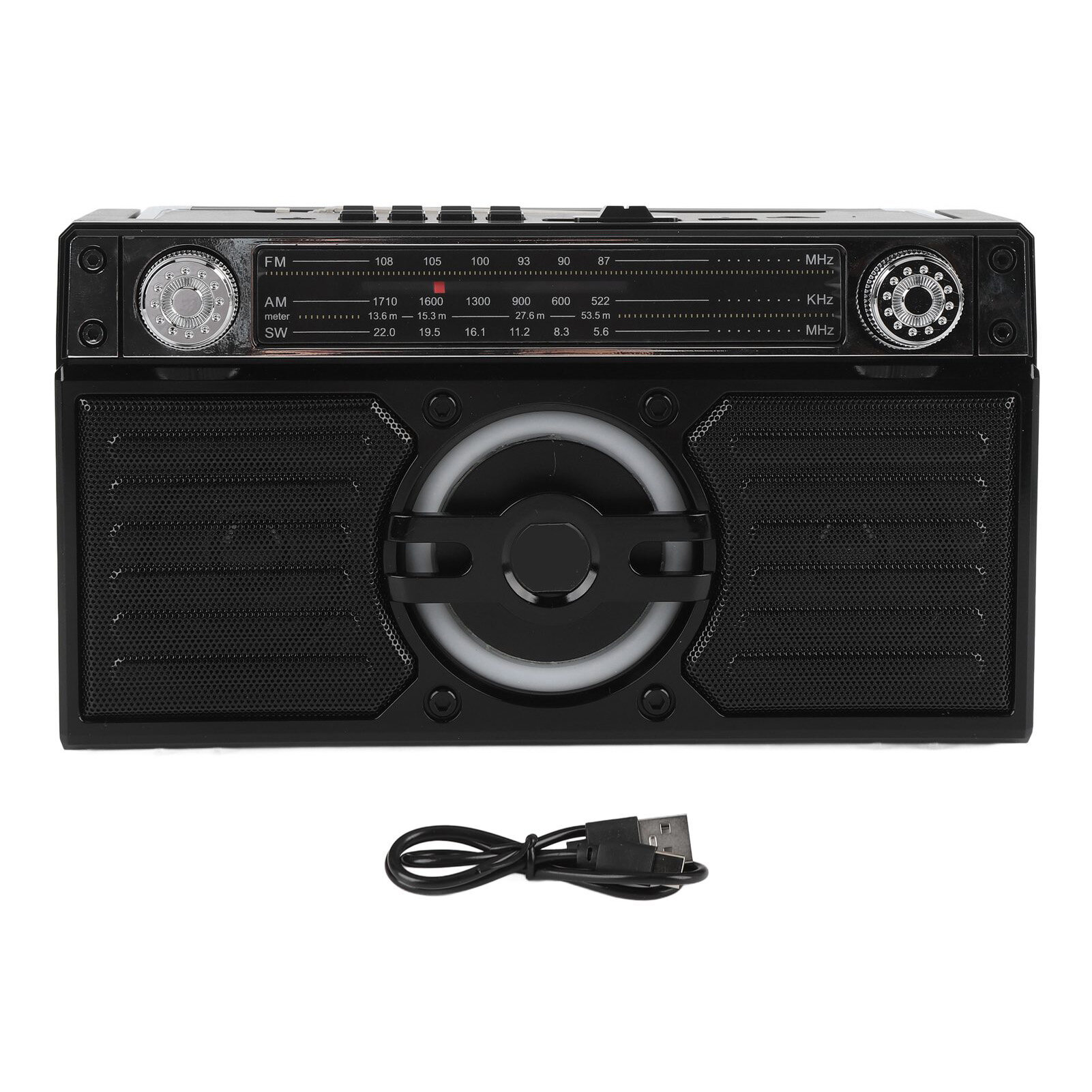 Портативный радиоприемник Bluetooth -динамик многофункциональный перезаряжаемый мульти -группа FM Am SW Radio для Travel Long Play Time Black