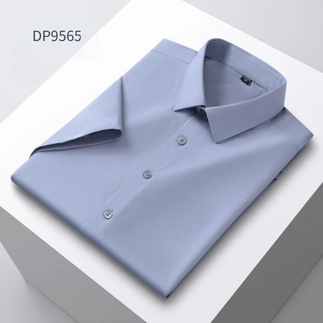 Рубашки из модала mulberrysilk с коротким рукавом для мужчин, приталенная формальная рубашка, однотонная офисная одежда, мягкие летние деловые Топы