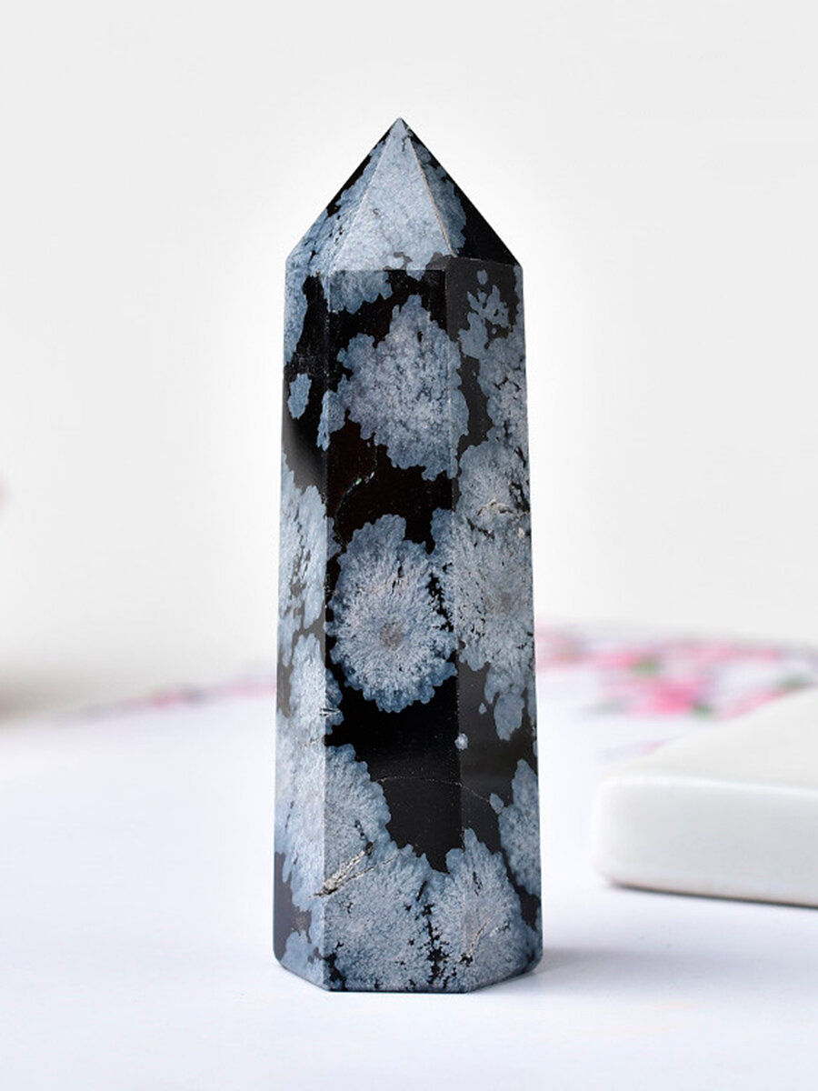 Кристалл из натурального природного камня, снежный обсидиан, коллекционный минерал оберег в подарок
