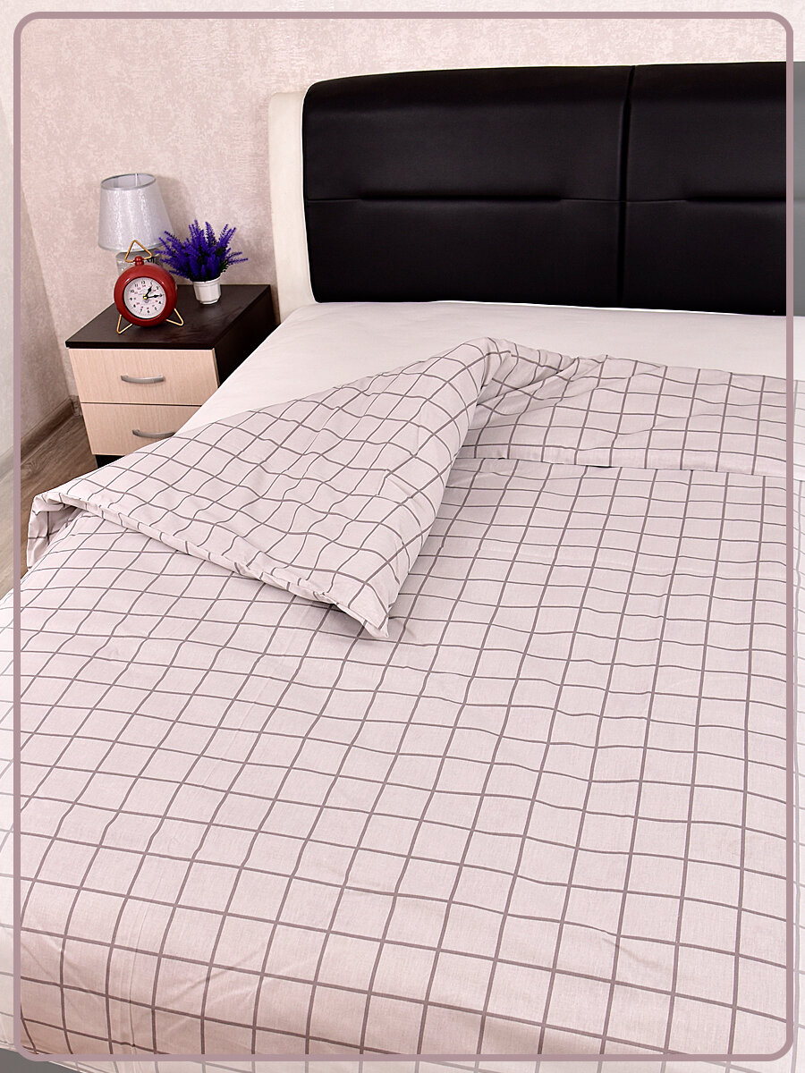 Пододеяльник Ивановская бязь Таттерсол вид 8/1 светло-серый 1,5 спальный