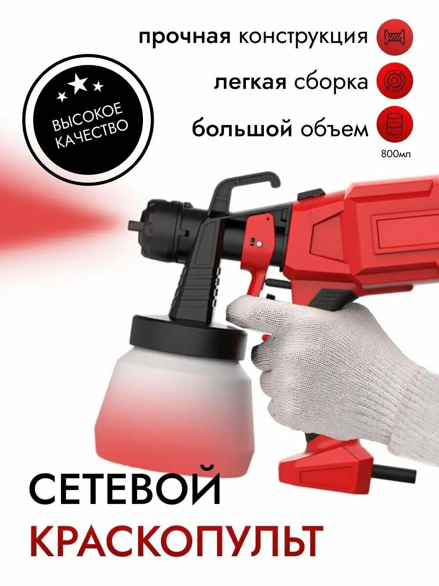 Краскопульт электрический Spray Gun для краски объемом 0,8 литра