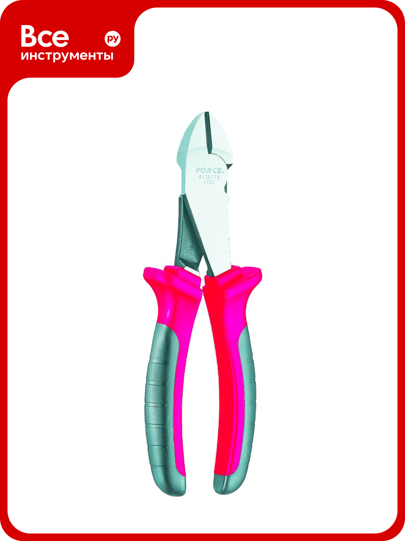 Кусачки 6.3 FORCE 612B160 диагональные боковые с двухкомпонентными рукоятками в красно‑черном исполнении