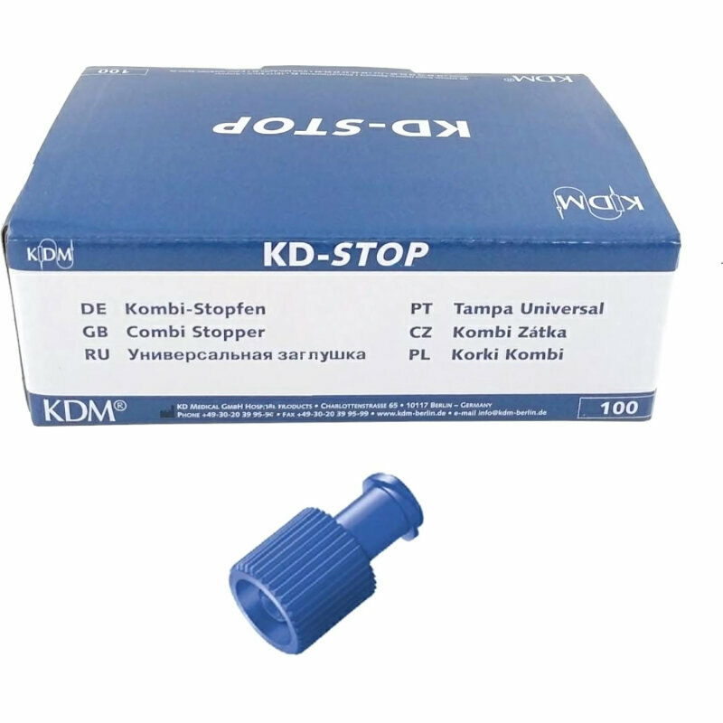 Устройство соед.-блок. для инф.-трансфуз. терапии, синий KDM, 100шт/уп, 1673868