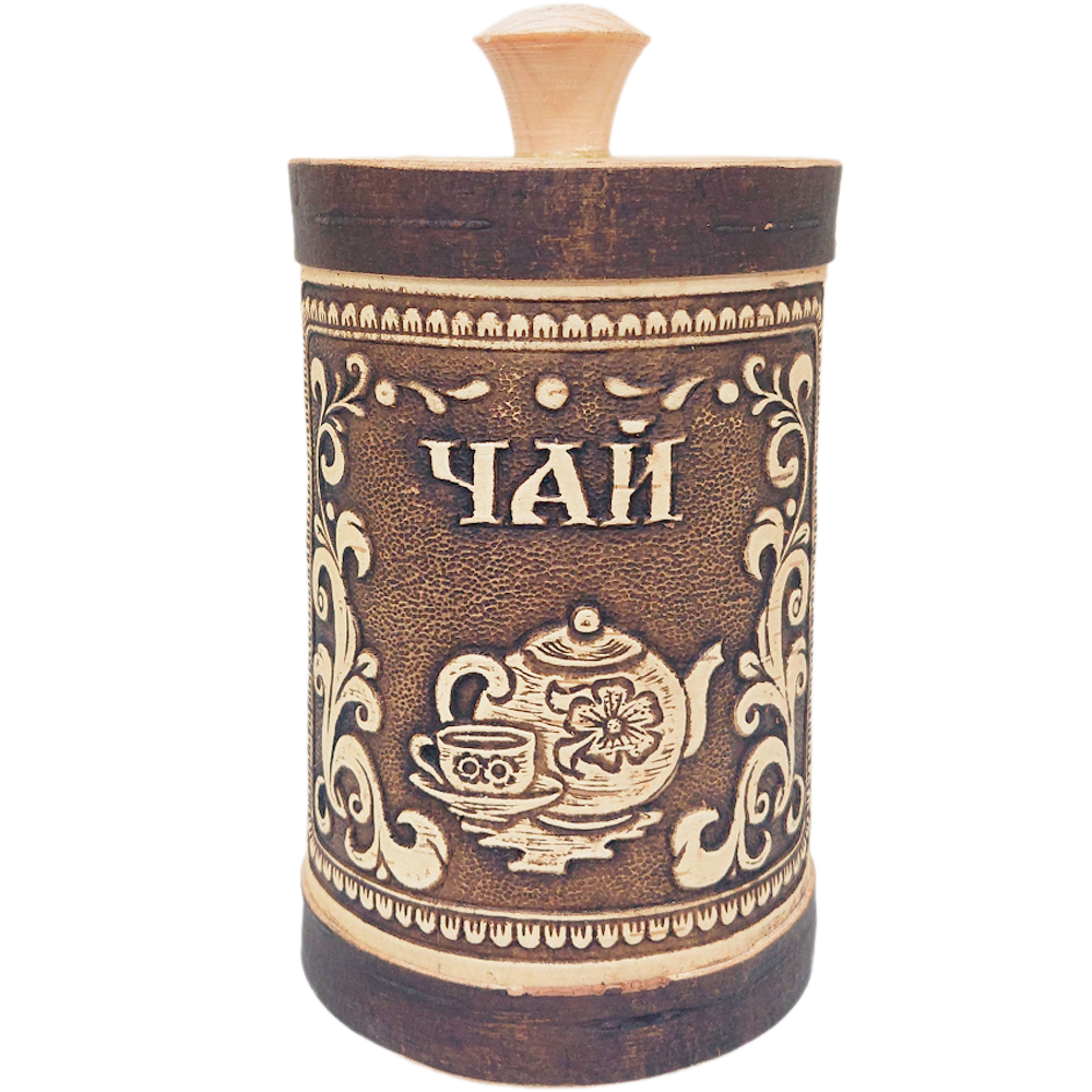 Туесок из бересты ручной работы "Чайная пара" (чай), 600мл.