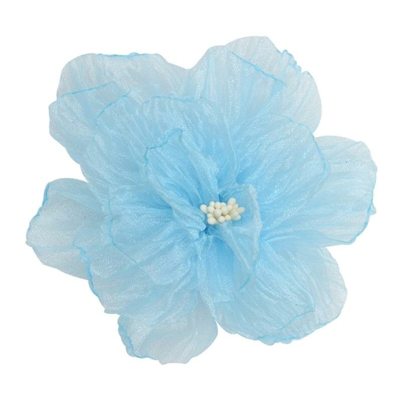 Винтаж кружева цветок органзы-выжигание края цветок ткань ремесло свадебное платье украшение DIY платье декор органза-цветок, Светло-голубой