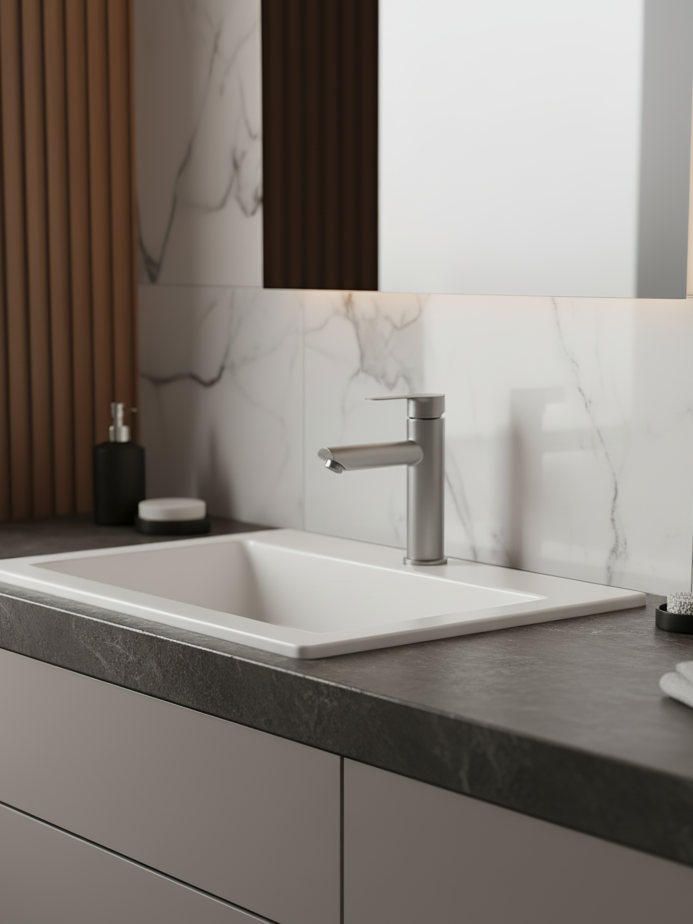 ESKO. Смеситель для раковины и умывальника высокий OL26L одноручковый 10 лет гарантия нержавеющая сталь