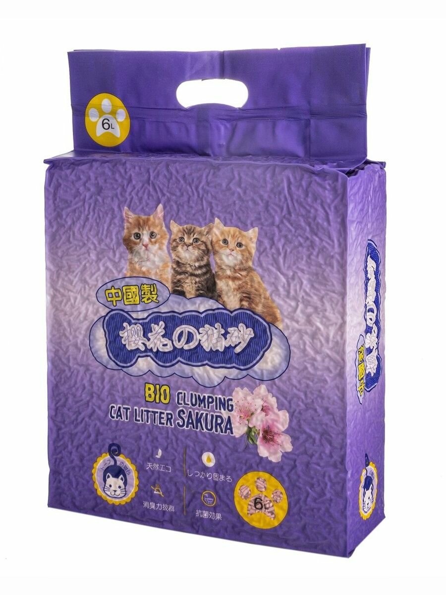 Наполнитель комкующийся тофу (вакуумная упаковка) HAKASE AREKKUSU Сакура 6 л