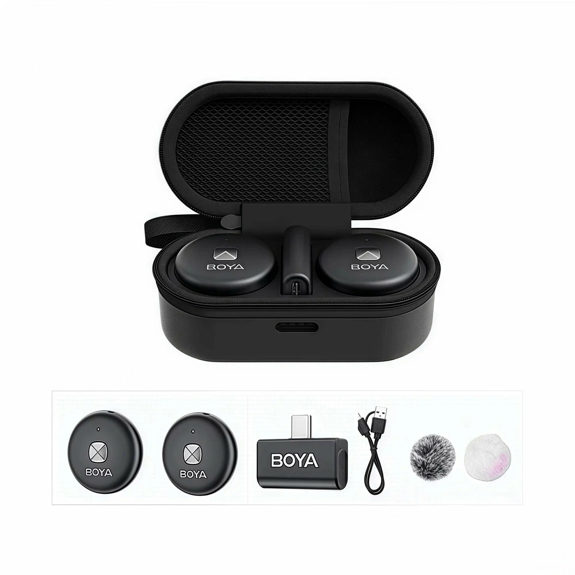 Портативный беспроводной микрофон BOYA Omic-U 2,4 ГГц USB-C (черный)