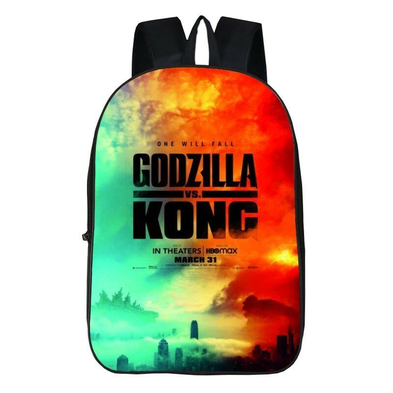 Стилький рюкзак годзилла против кинг конг для студентов с мультяшными узорами и регулируемыми лямками размер-3