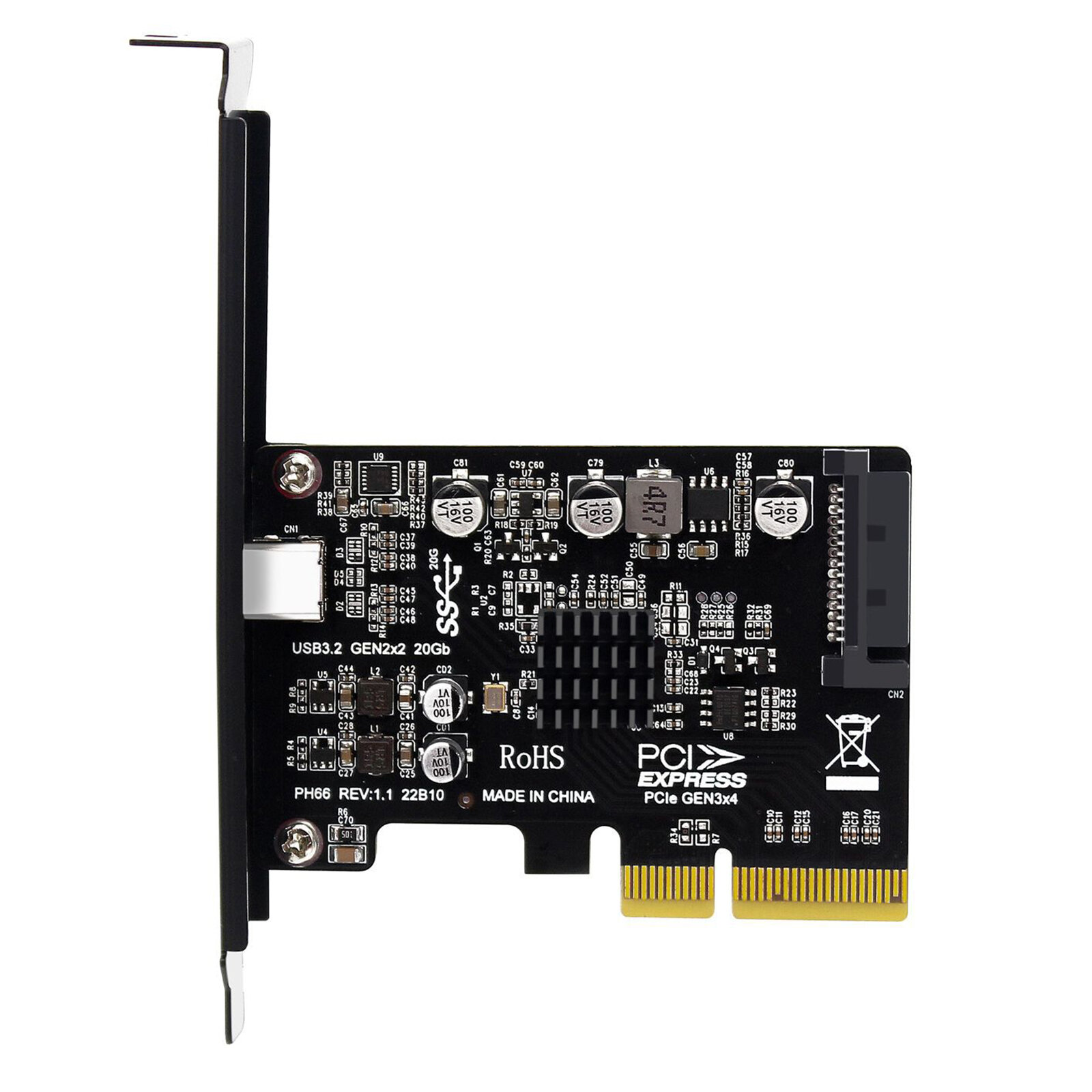 ASM3242 Карта-адаптер PCI-E PCI-E X4 для расширения Riser Type -C USB3.2 Gen2 X2