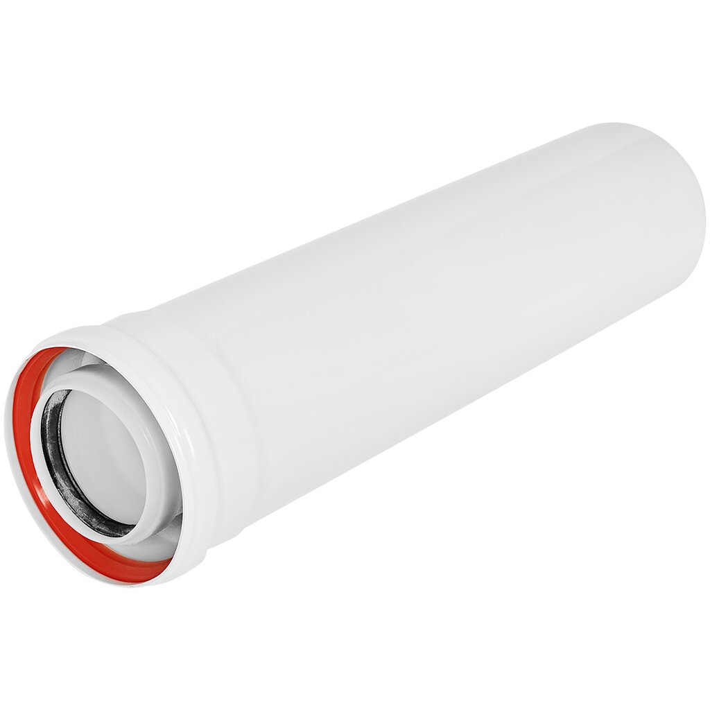 Удлинитель дымохода D = 80 х 125 мм, L = 500 мм. коаксиальный конденсац, ROMMER (RCA-8012-000500)