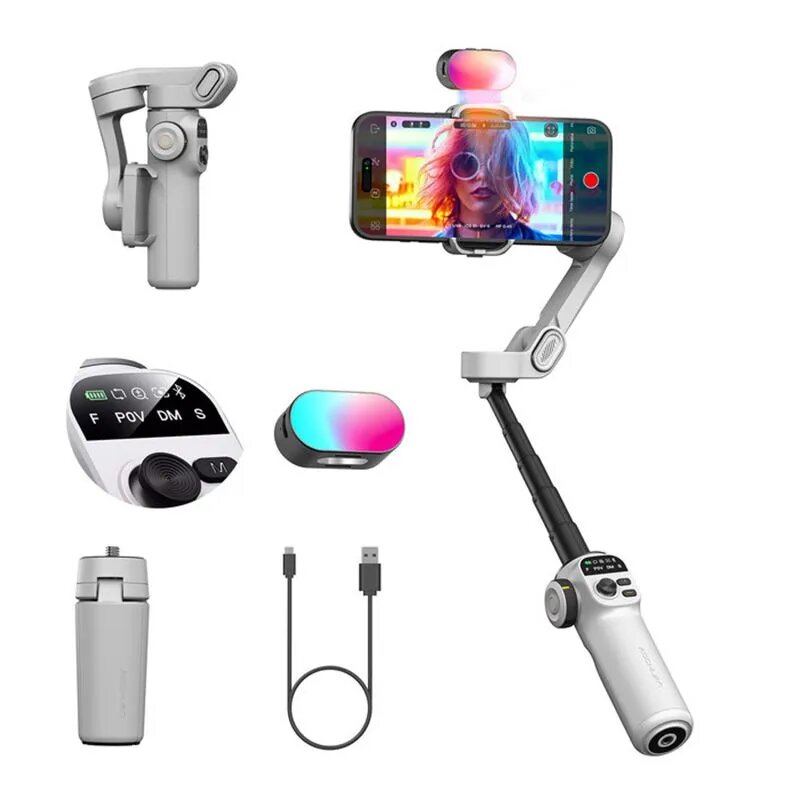 AOCHUAN Smart X2 Kit с 20cm Удлинительный стержень, трехосевой селфи палка / карданный Стабилизатор для телефона / смартфона