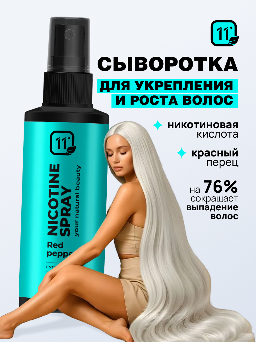 Сыворотка спрей для волос с ниацинамидом и перцем. Стимулирует рост волос, останавливает выпадение.