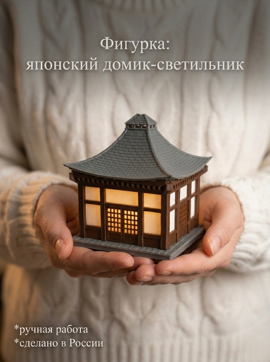 Домик-ночник светодиодный, 7х6х6,5 см, японский домик