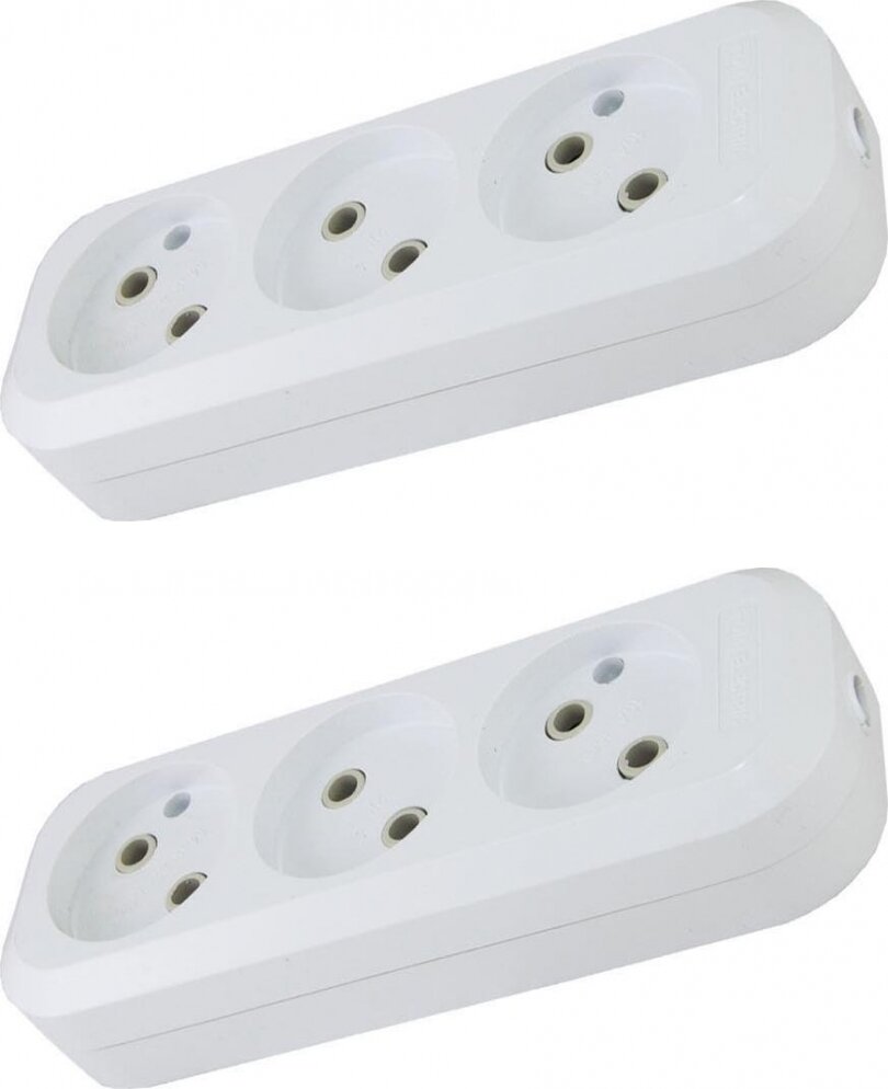 Колодка TDM Electric трехместная без заземления IP20 белый (комплект из 2 шт.)